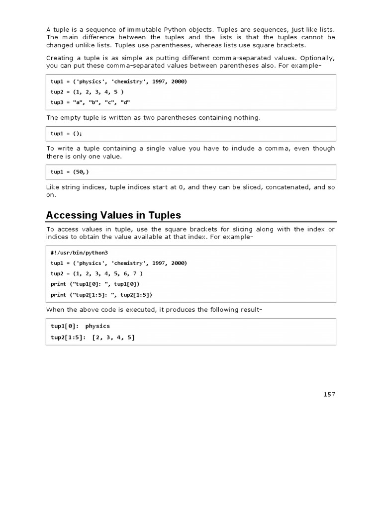 Accessing Values in Tuples | PDF | Bracket | String (Computer Science)