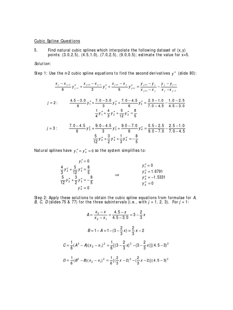 Cubic Spline Questions: Solution | PDF | Spline (Mathematics) | Interpolation