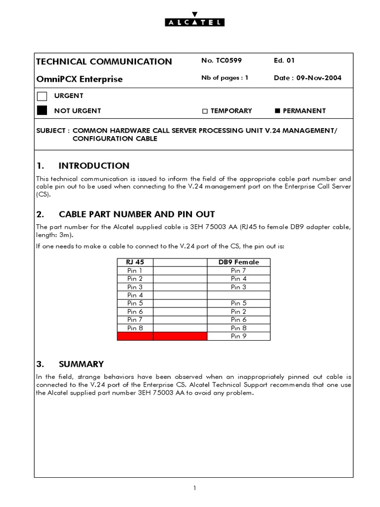 TC0599en Cable Serial Oxe Comun | PDF