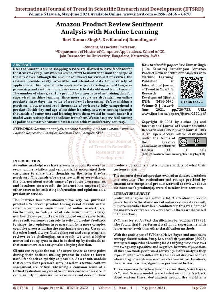 Amazon Product Review Sentiment Analysis With Machine Learning | PDF | Support Vector Machine ...