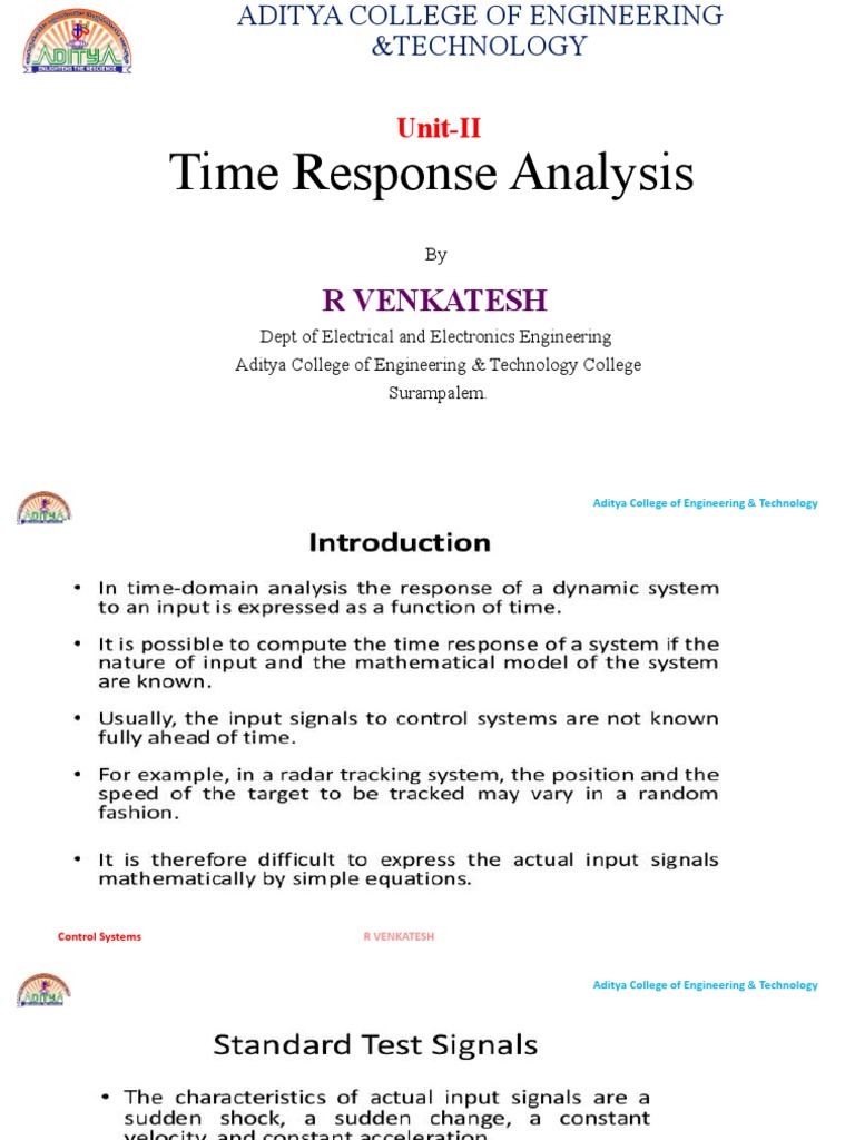 Time Response Analysis: R Venkatesh | PDF