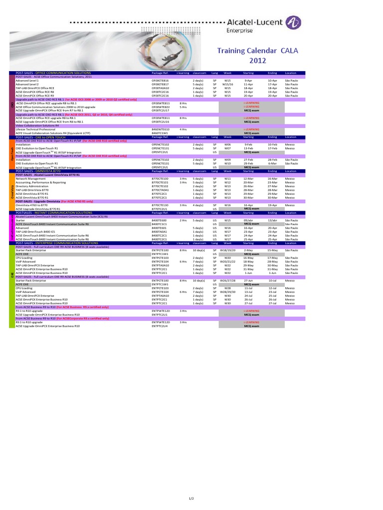 Training Calendar CALA 2012: Office Communication Solutions | PDF ...