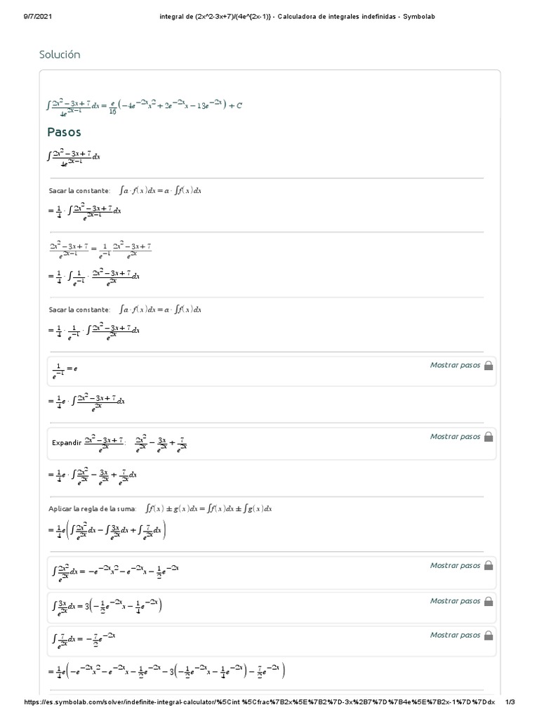 Integral de (2x 2-3x+7) - (4e (2x-1) ) - Calculadora de Integrales ...
