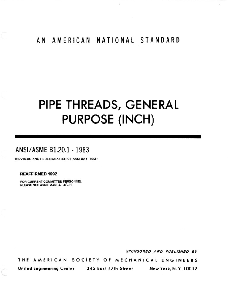 Ansi B 1-20-1 1983 | PDF