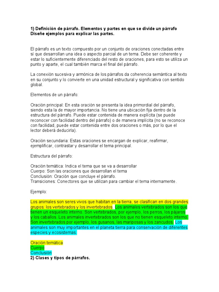 Elementos y tipos de párrafos explicados | PDF | Oración (Lingüística ...