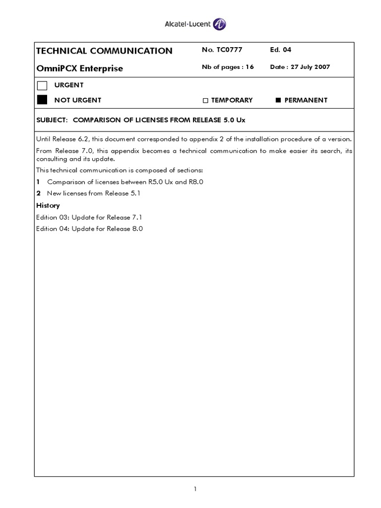 Technical Communication Omnipcx Enterprise | PDF | Technical Communication | Network Protocols