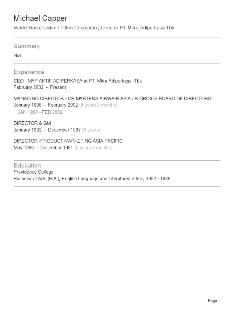 Michael Capper Profile | PDF