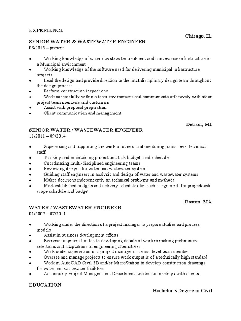 Water Treatment Engineer | PDF | Engineering | Wastewater