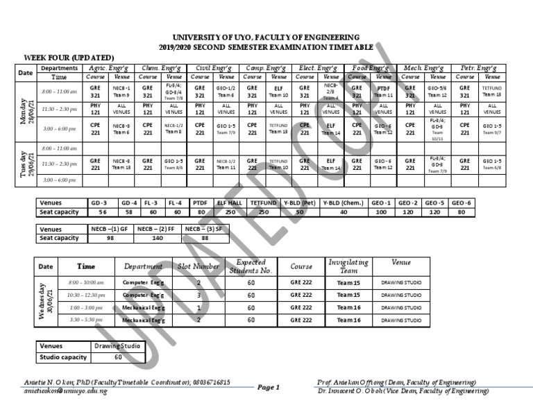 Updated 2019-2020 Second Semester Exam Timetable | PDF | Academia