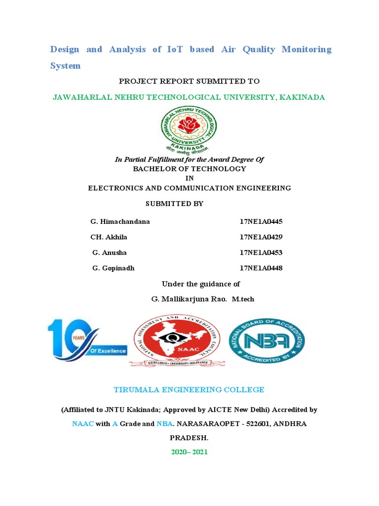 Design and Analysis of IoT Based Air Quality Monitoring System Document ...