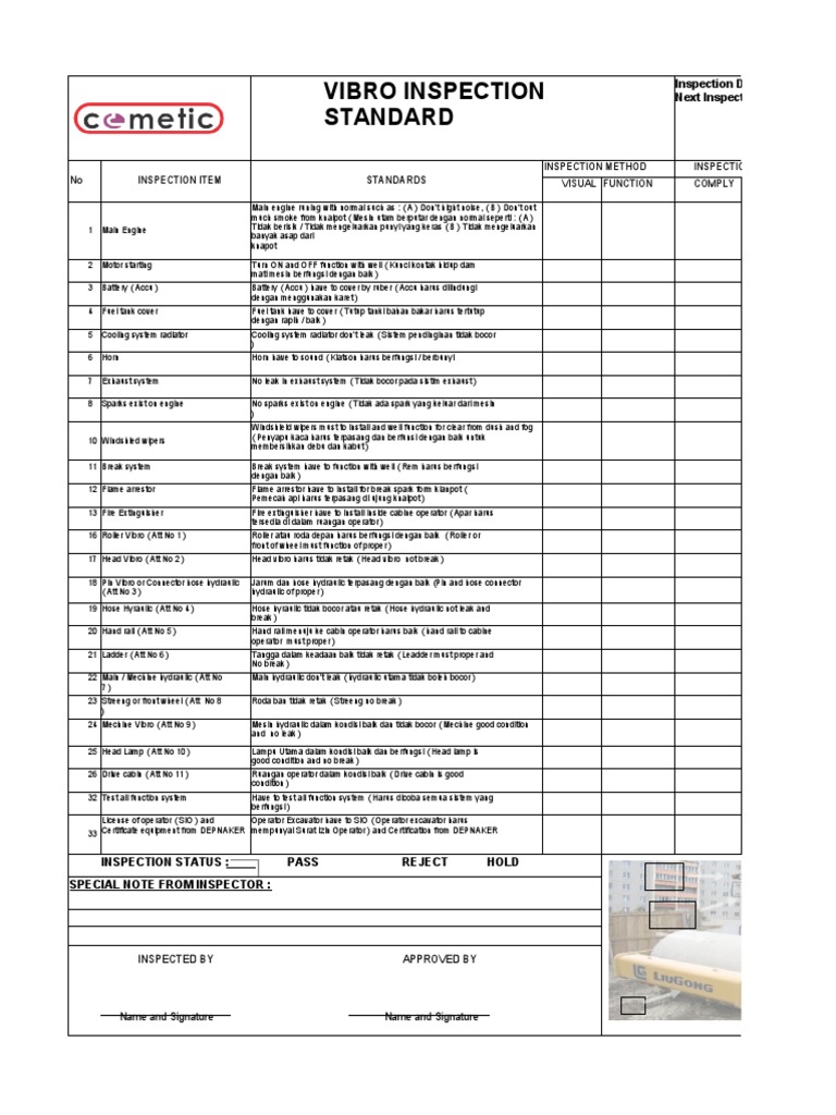 Checklist Daily Vibro | PDF