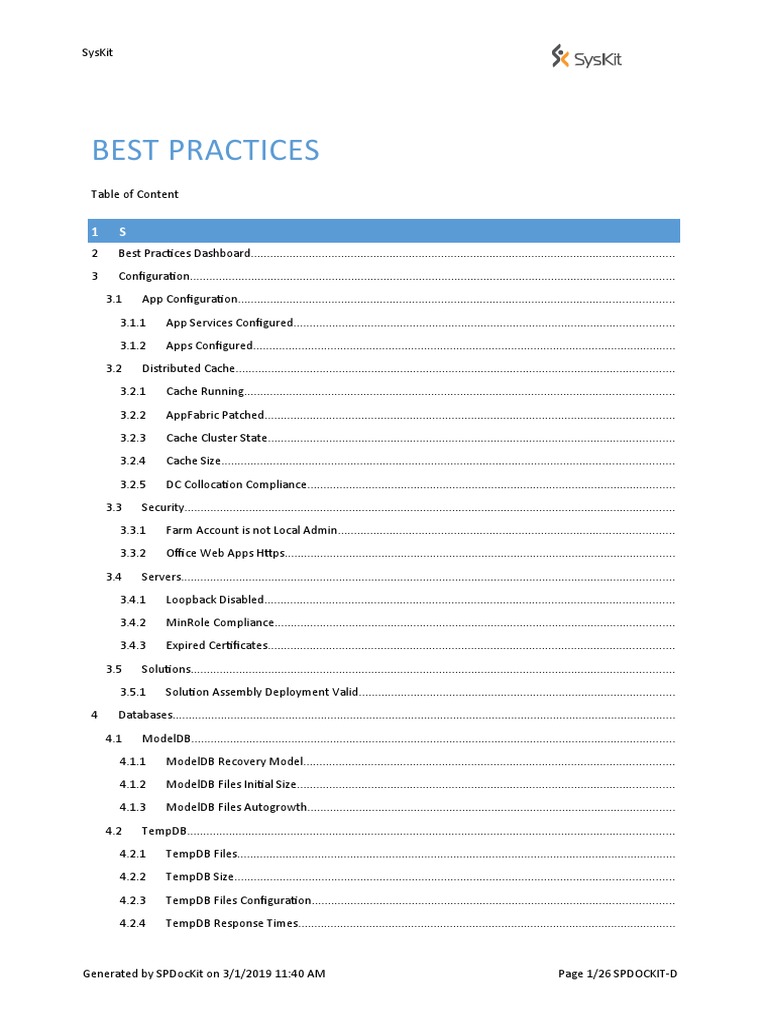 Best Practices Documentation Spdockit Word | PDF | Share Point ...
