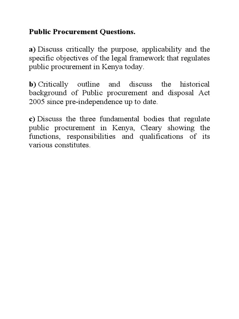 Public Procurement Questions | PDF