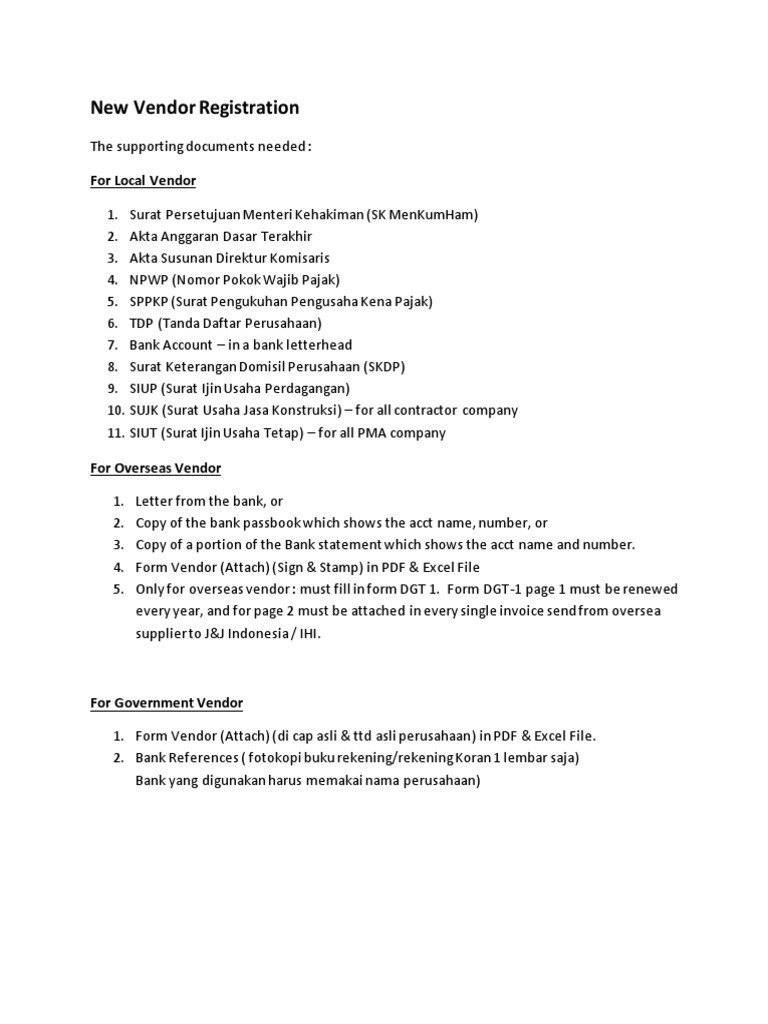 New Vendor Registration Requirements | PDF | Finance & Money Management ...