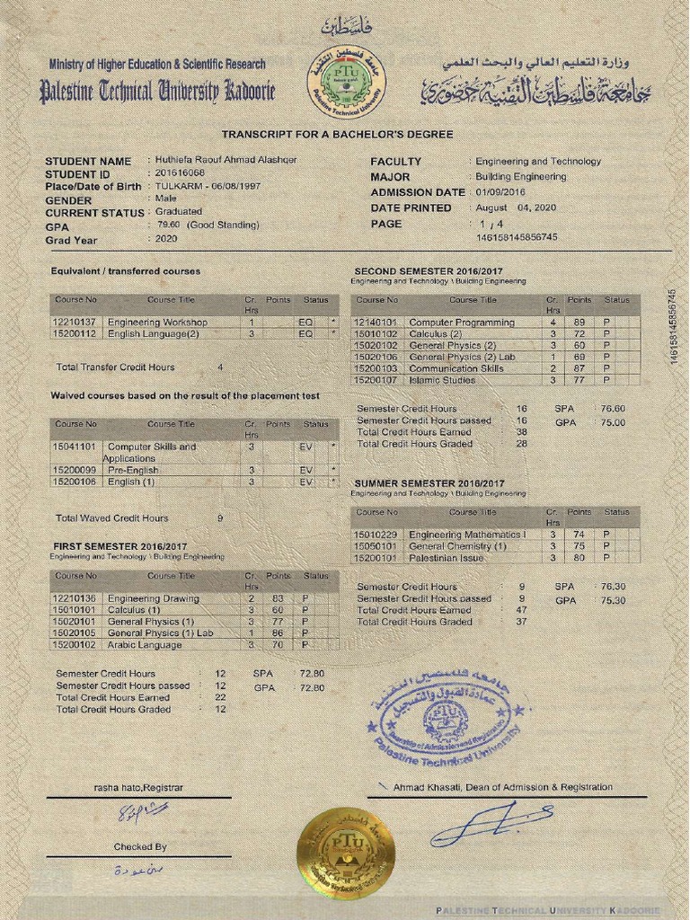 Academic Transcript | PDF