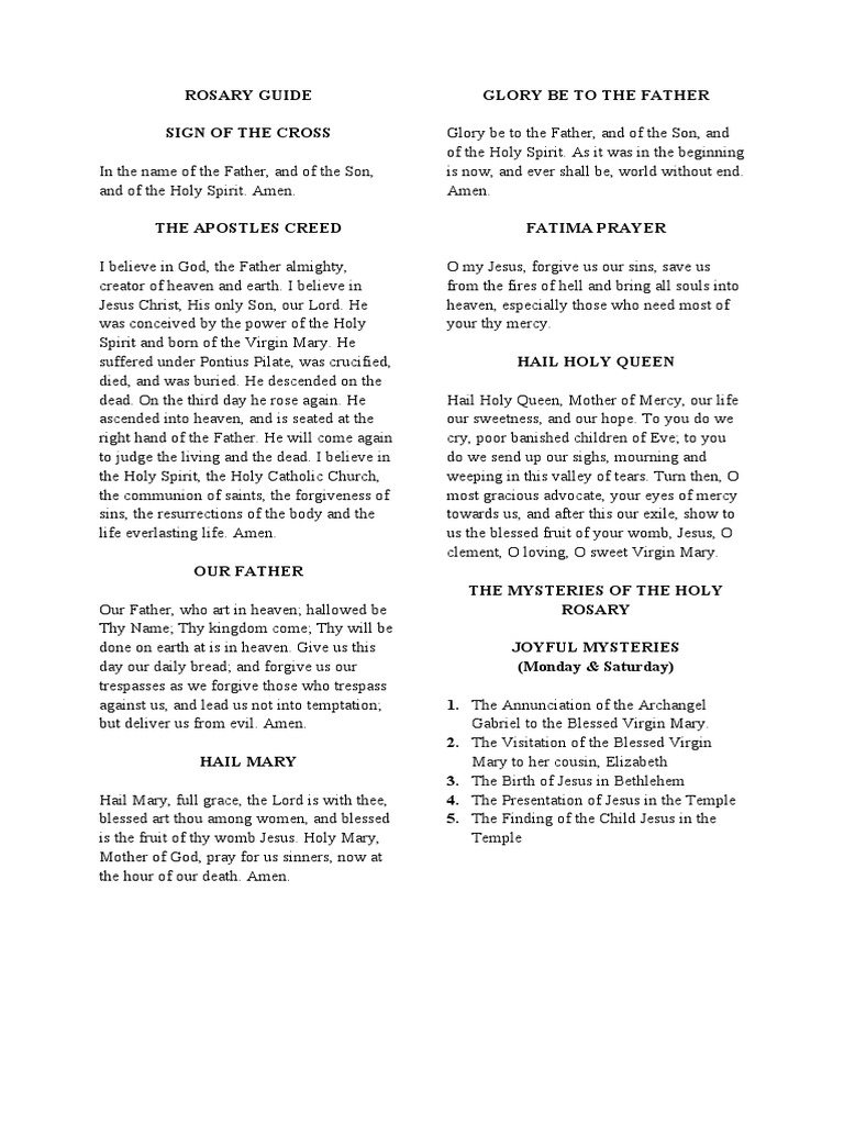 Rosary Guide | PDF | Rosary | God The Father