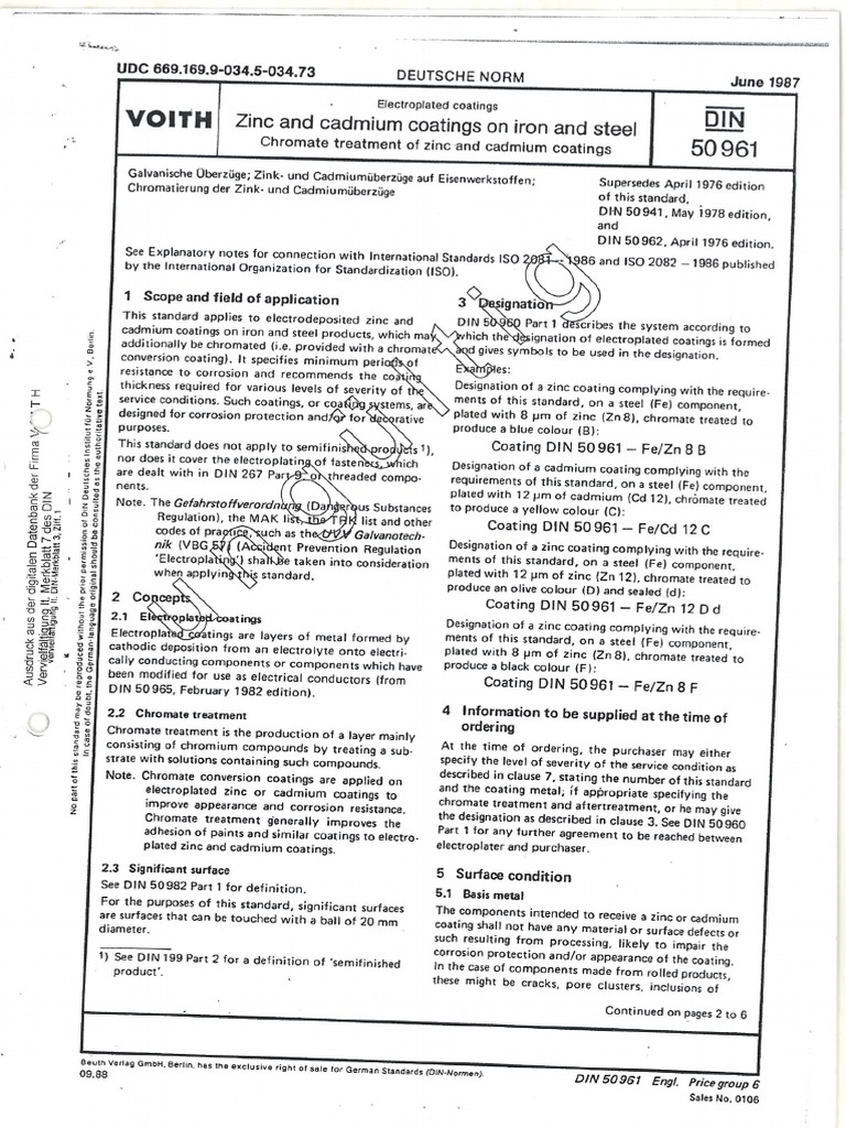 DIN 50961 Electroplated ZN Coating | PDF