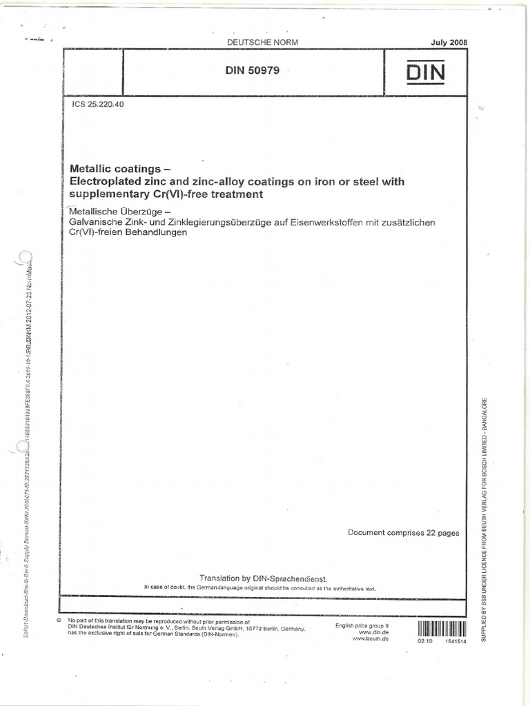 DIN 50979 Zncoating On Fe or Steel With Chromating | PDF