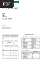 Food Exchange Lists For Meal Planning | PDF | Vegetables | Sausage