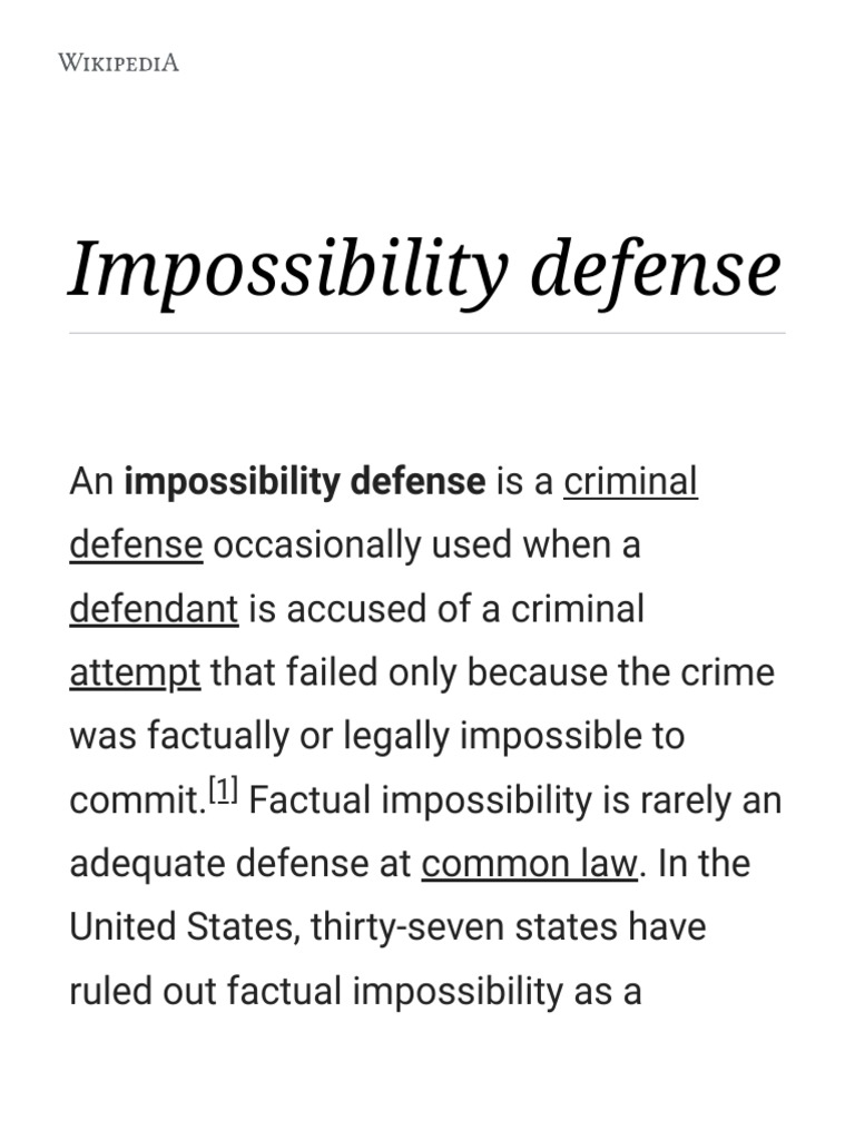 An Analysis of the Impossibility Defense and the Distinction Between ...