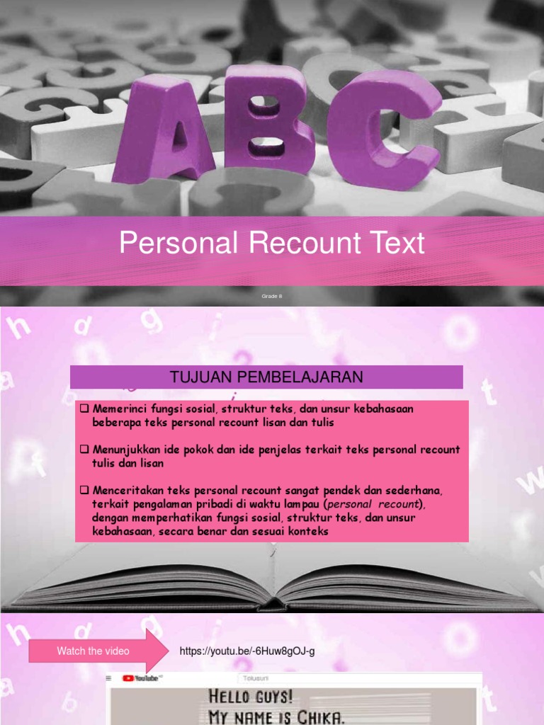 Personal Recount Text: Grade 8 | PDF