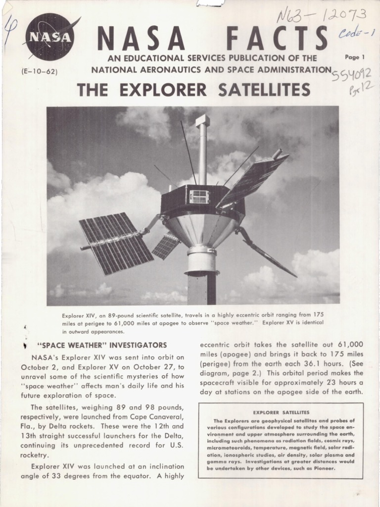 NASA Facts The Explorer Satellites | PDF | Space Weather | Outer Space