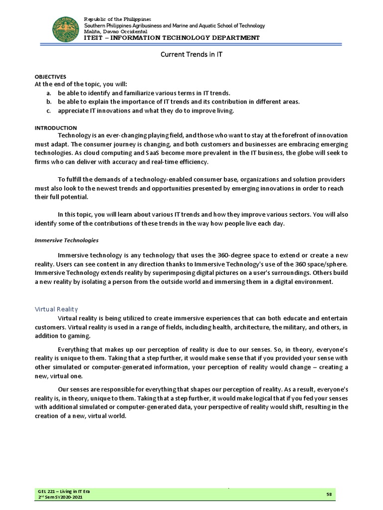 Current Trends in IT: Iteit - Information Technology Department | PDF ...