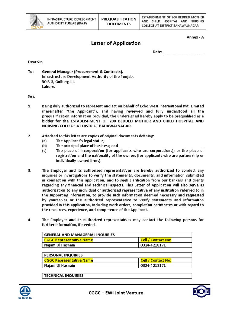 Sample PQ Form For IDAP 3 Nos Projects | PDF | Joint Venture | Joint ...