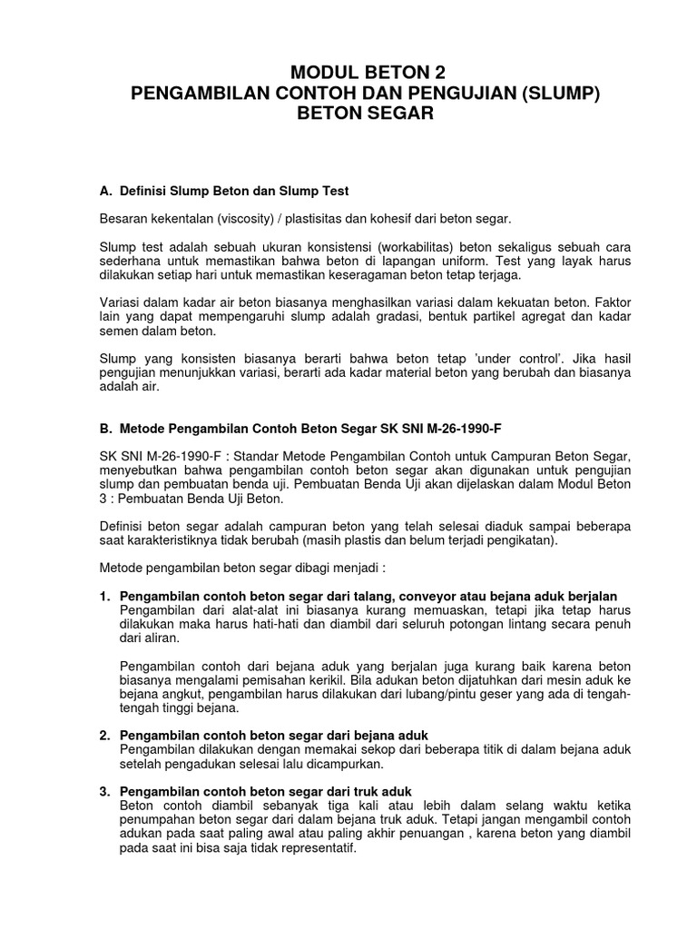 Panduan Slump Test Beton Segar | PDF
