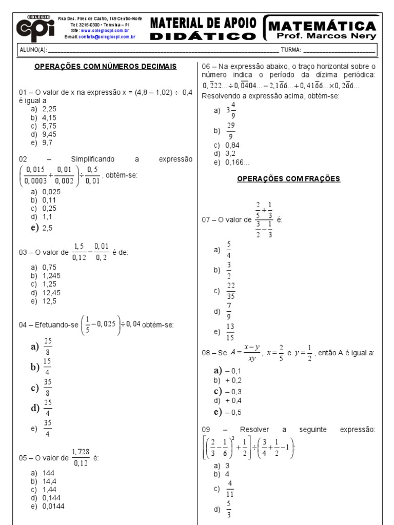 Exercícios Matemática Básica I | Terra | Natureza