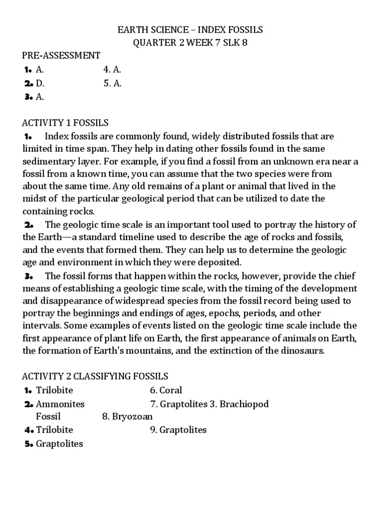EARTH SCIENCE (Index Fossils) | PDF | Fossil | Geologic Time Scale
