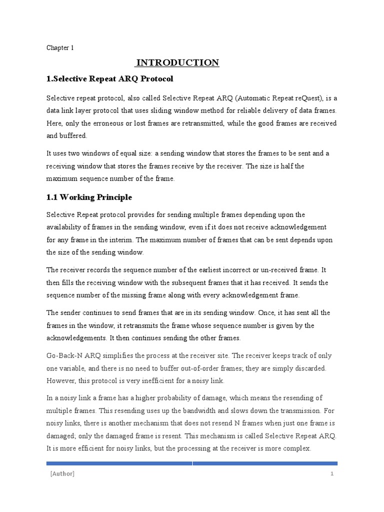1.selective Repeat ARQ Protocol: (Author) | PDF | Transmission Control Protocol | Physical Layer ...