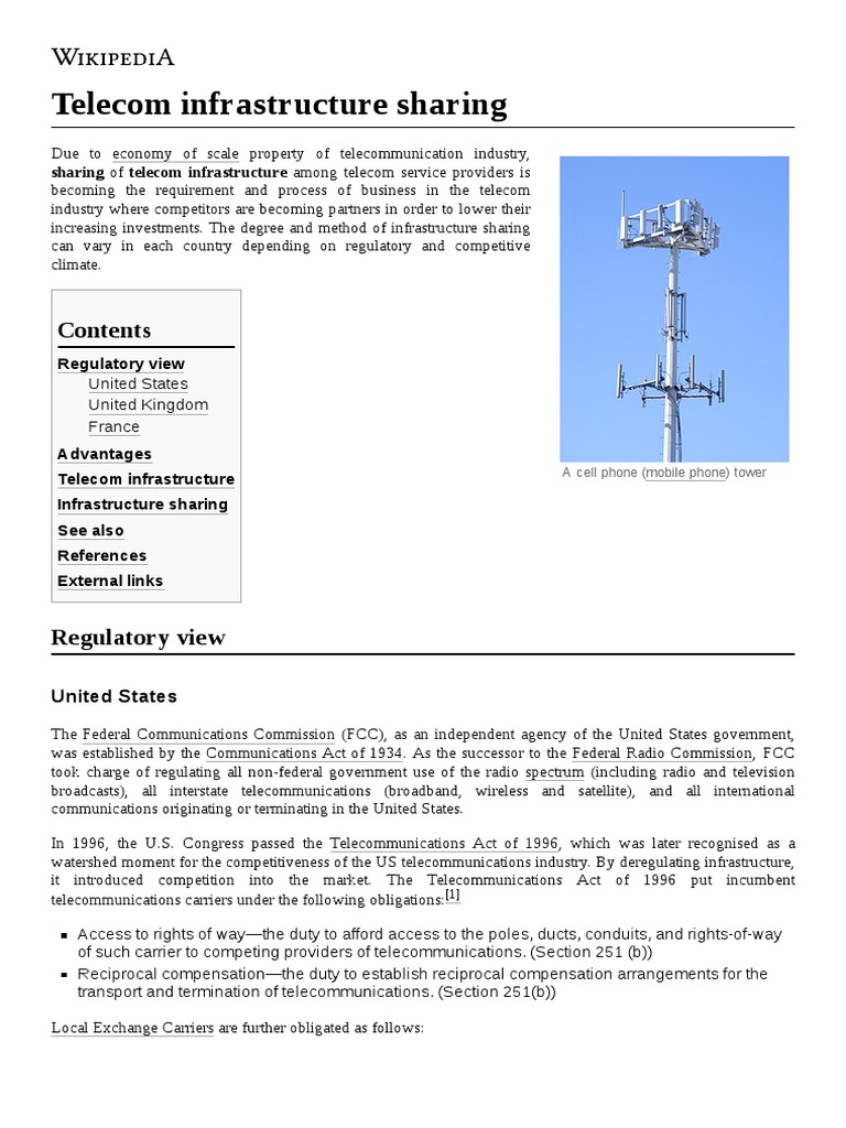 Telecom Infrastructure Sharing | PDF | Telecommunications | Information ...