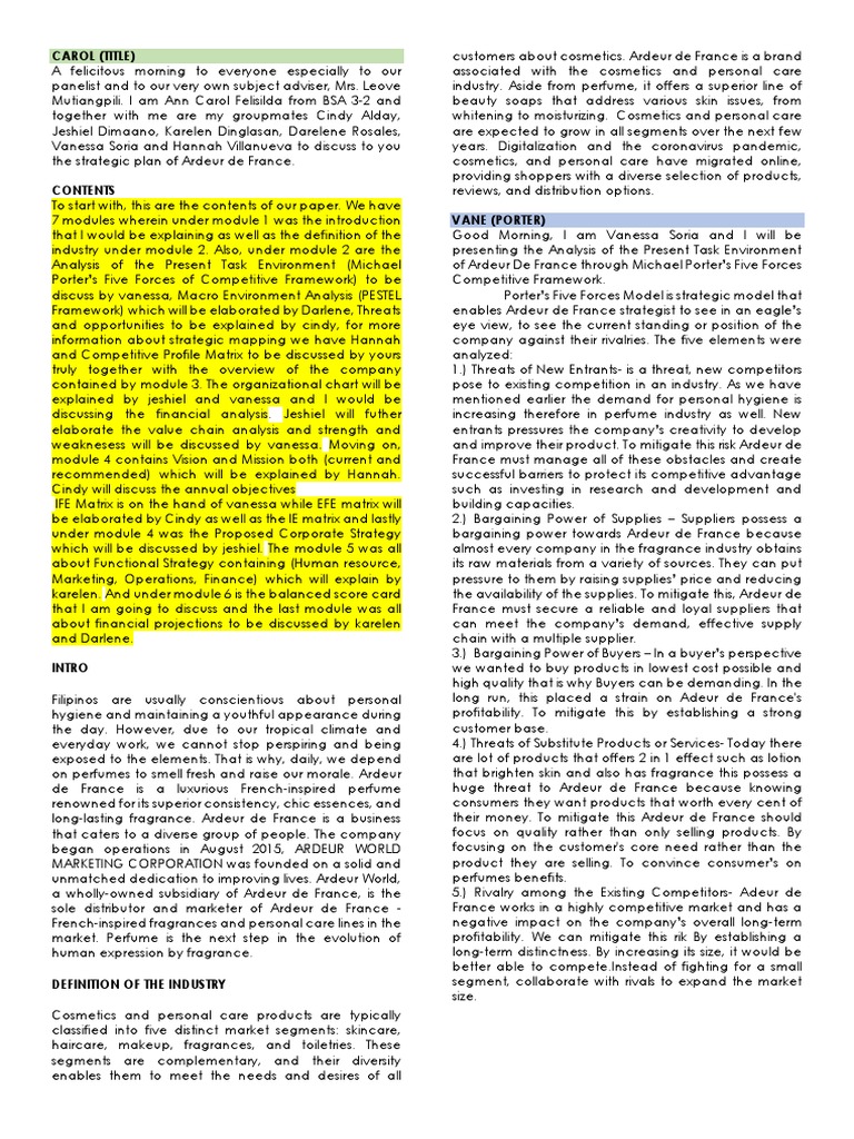 SCRIPT | PDF | Food And Drug Administration | Strategic Management