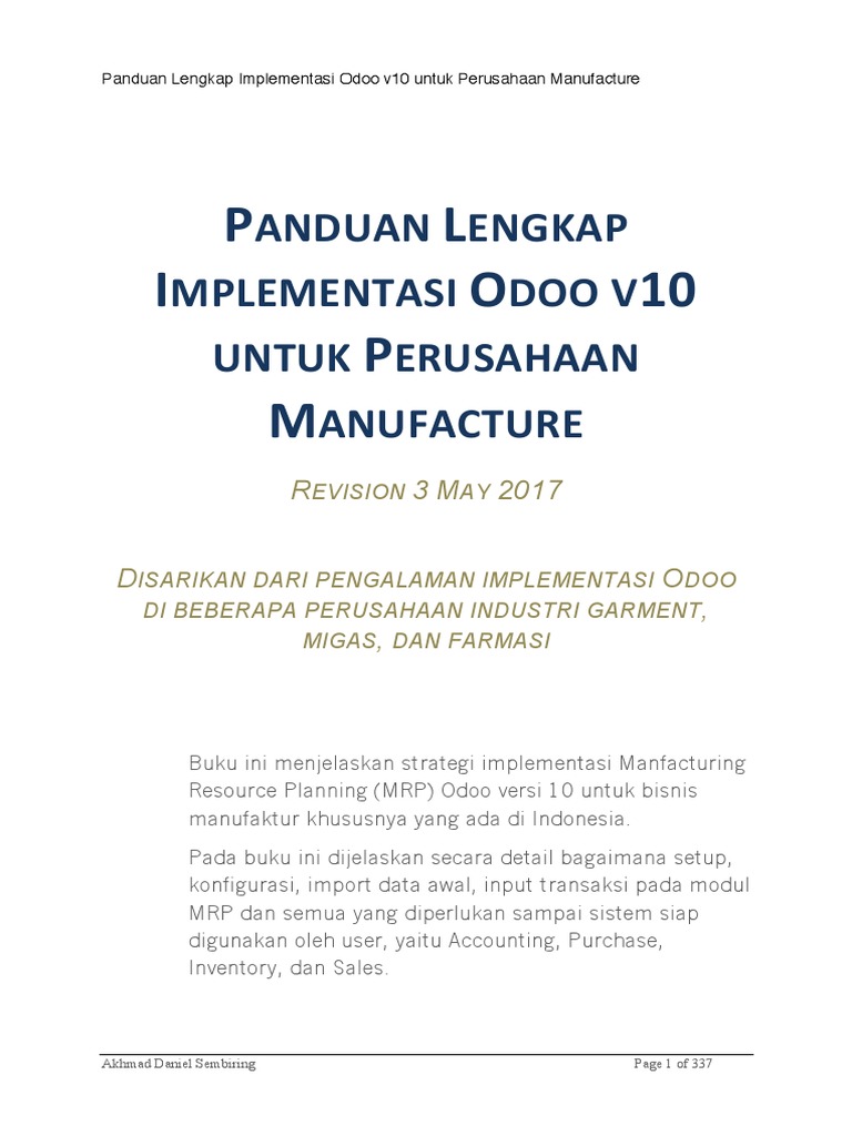 Panduan Lengkap Implementasi Odoo v10 Untuk Perusahaan Manufacture (MRP) | PDF