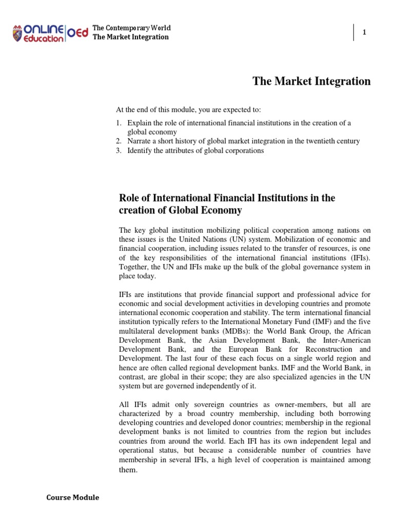 3 The Market Integration | PDF | International Financial Institutions ...