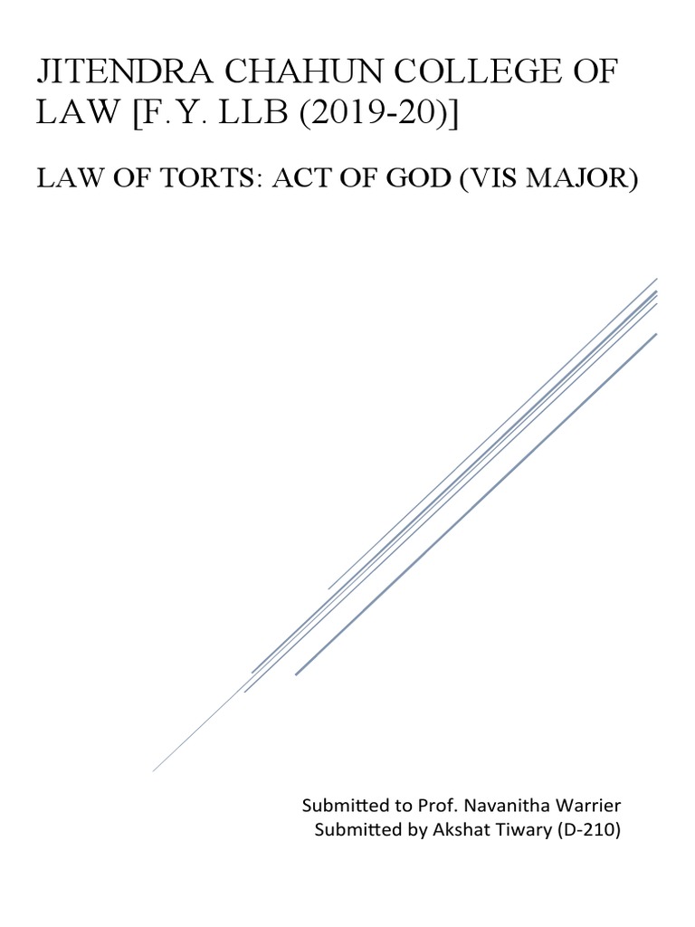 Law of Tort Act of God | PDF | Tort | Negligence