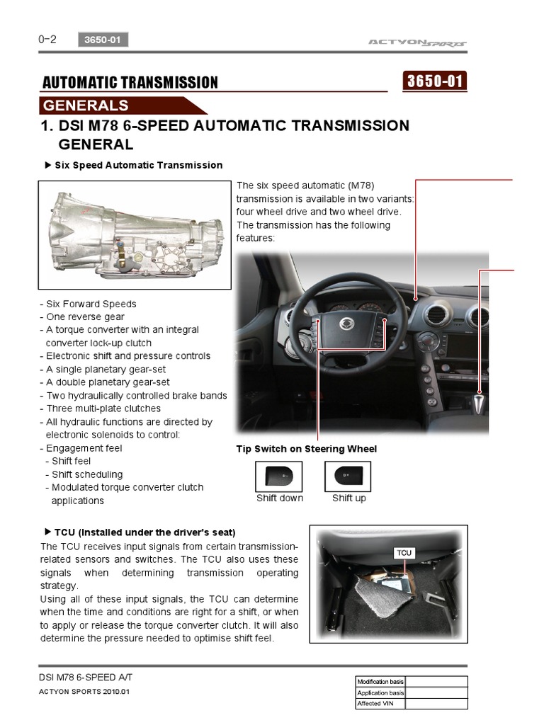 Dsi M78 6-Speed Automatic Transmission General | PDF | Automatic ...