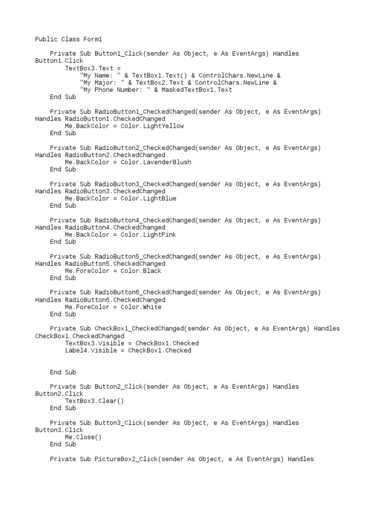 Visual Basic Form with Dynamic Elements | PDF | Computer Programming ...