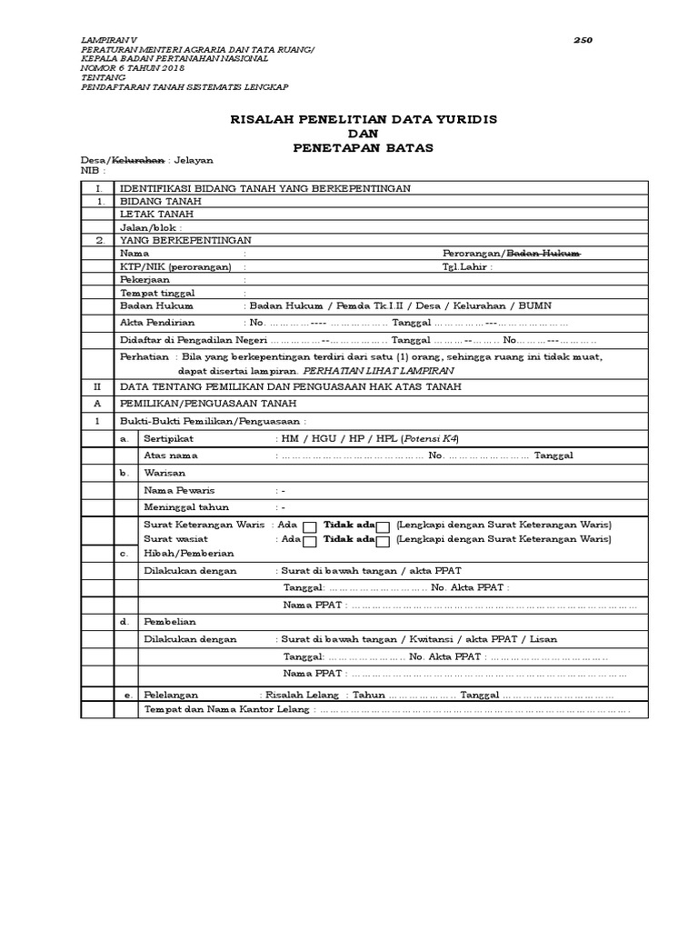 Risalah Penelitian Data Yuridis Dan Penetapan Batas DI201 2 | PDF
