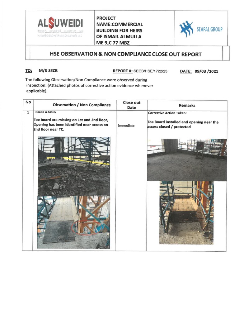 HSE Observation Report (Closed Out) 09-03-2021 | PDF
