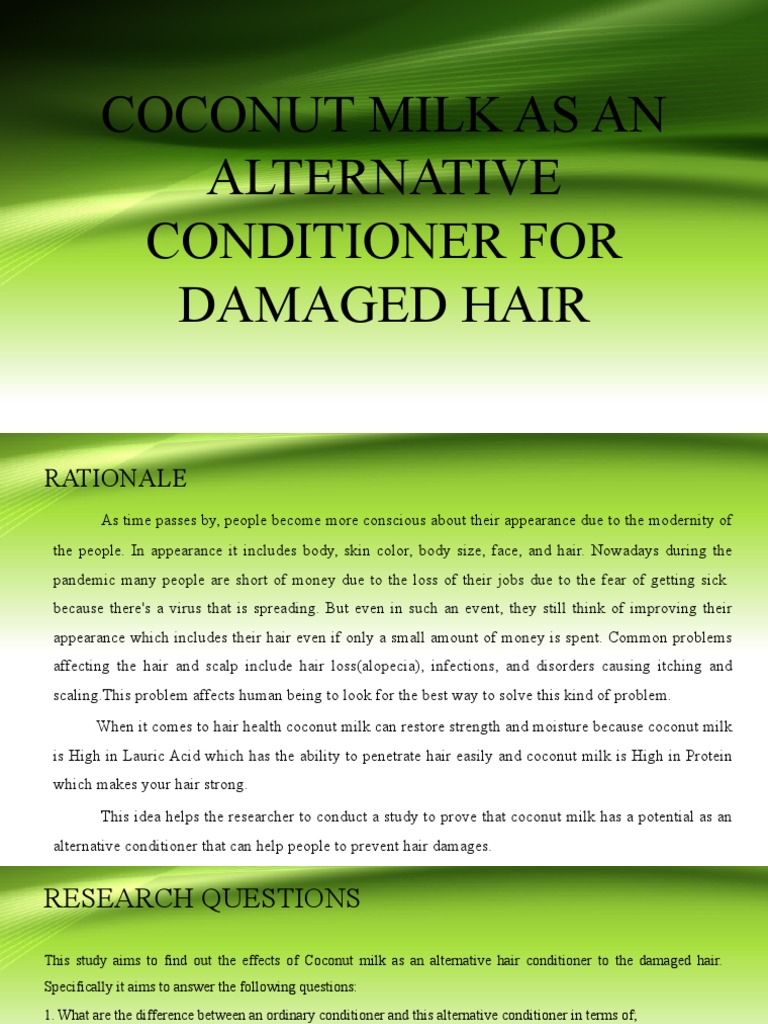 Coconutmilk As An Alternative Conditioner For Damaged Hair | PDF ...