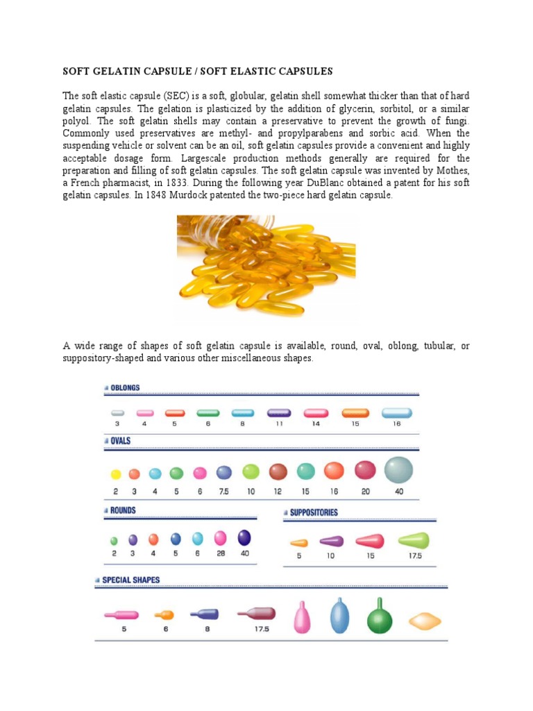 Shapes of Soft Gelatin Capsule | PDF
