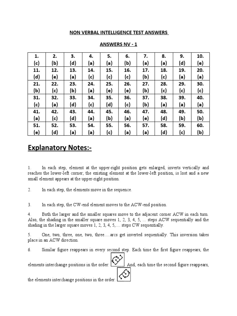 Non Verbal Intelligence Test Answers 1 - 2 | PDF | Area | Classical ...