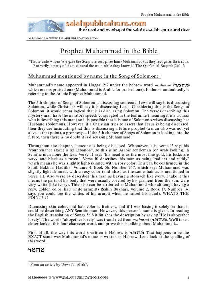 Muhammad in The Bible | PDF | Hebrew Bible | Muhammad