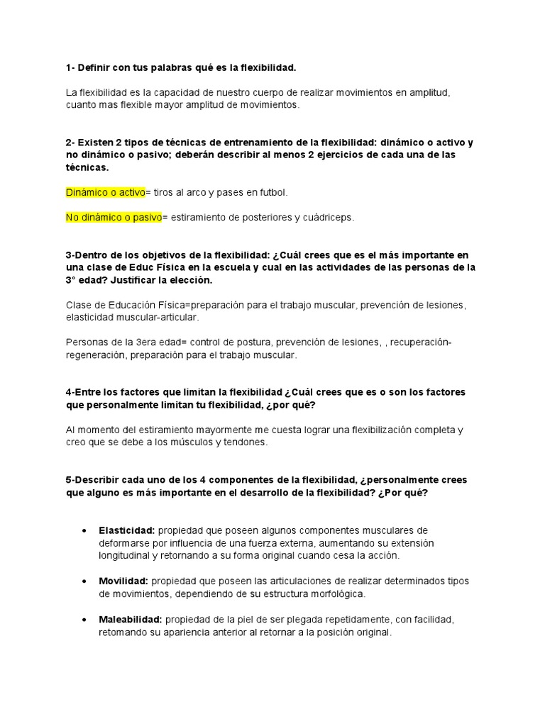 Educacion Fisica TP17 | PDF | Flexibilidad (anatomía) | Músculo
