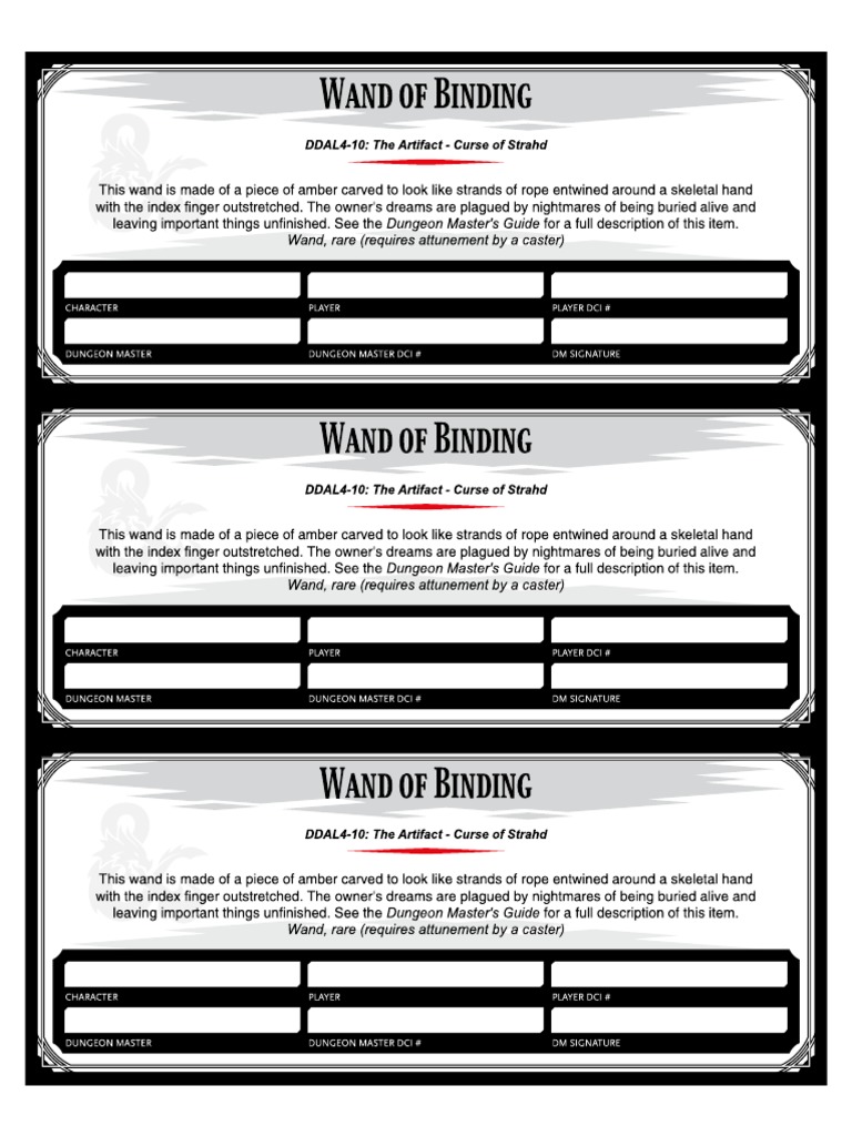 DDAL04-10 The Artifact - Wand of Binding CERT | PDF