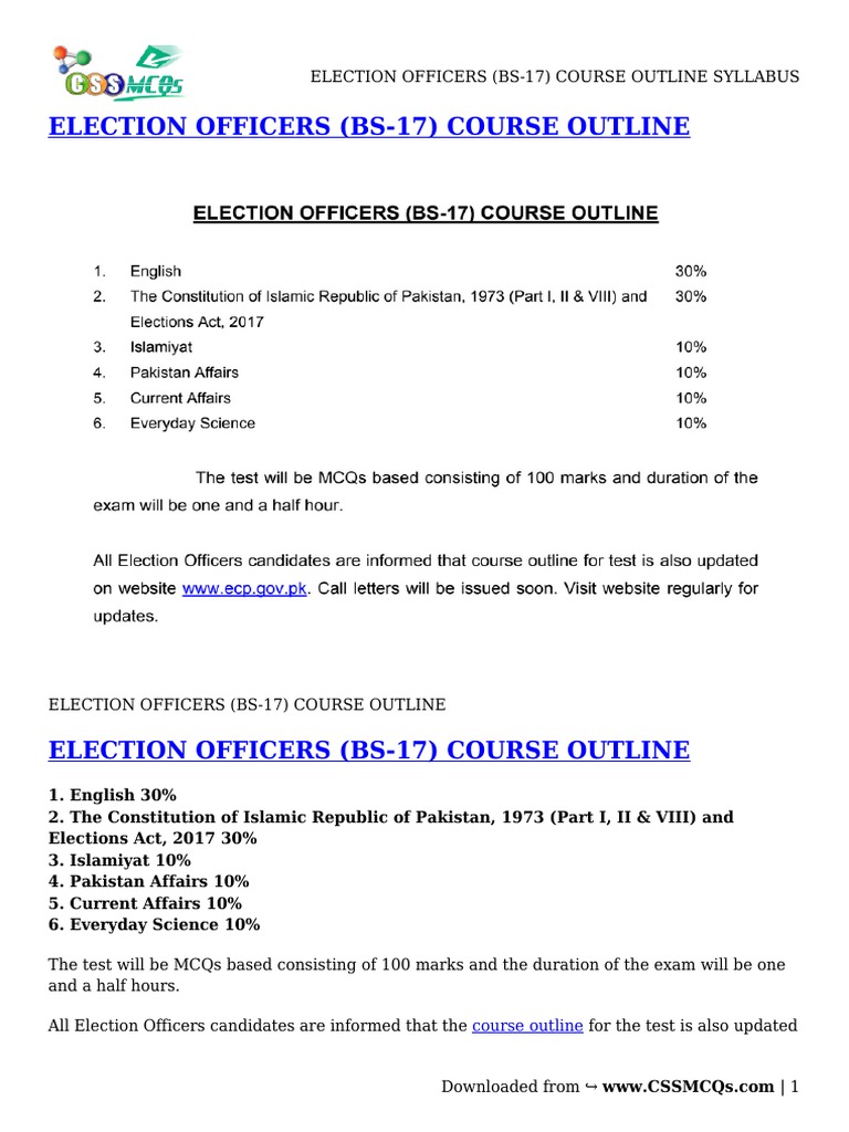 SYLLABUS of ELECTION OFFICERS | PDF