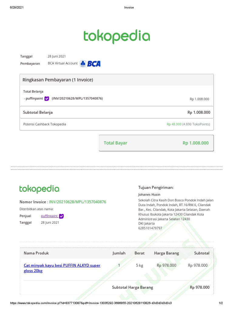Invoice Cat 11 Dari Kas Bon Meja Kantin | PDF