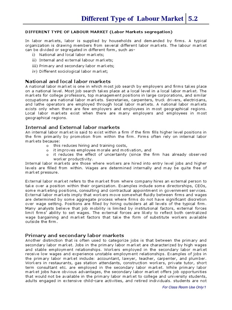 Different Types of Labor Markets in 38 Characters | PDF | Labour ...